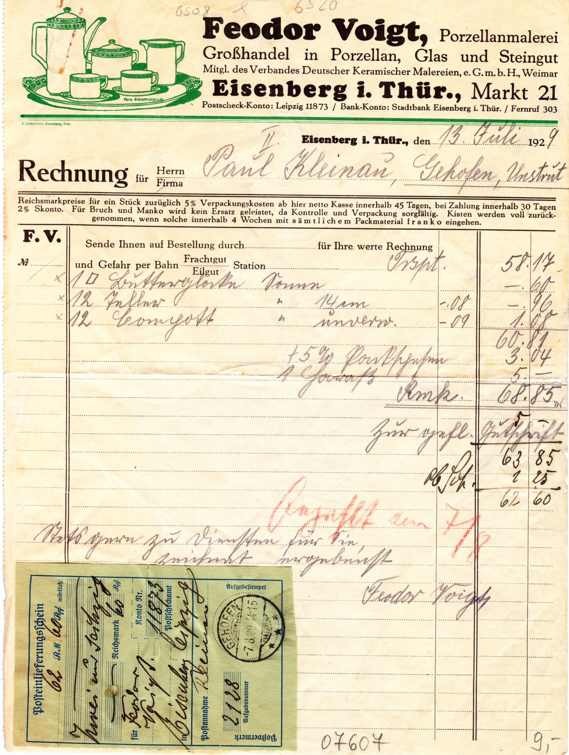 :. Porzellanmalerei Otto Grunert in Eisenberg in Thüringen ...